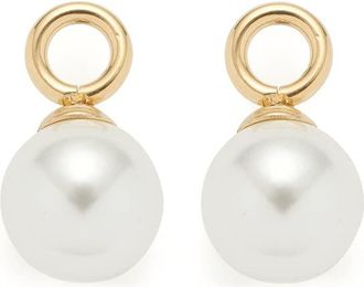 Leonardo Ohrring-Einhänger Beautys Perla Beau - Creolen-Anhänger aus goldfarbenem Edelstahl - Charms mit weißen Imitations-Perlen - Schmuck Geschenk für Frauen
