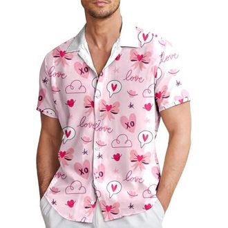 Generic Chemise imprimée mode pour homme Saint-Valentin 2026 (3), rose clair, L