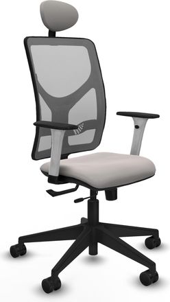 Piqueras y Crespo B&uuml;rostuhl in Grau und Wei&szlig;, mit wei&szlig;en und schwarzen Armlehnen, h&ouml;henverstellbare Lendenwirbelst&uuml;tze und festes Kopfteil, ausgestattet mit Syncro/Tras