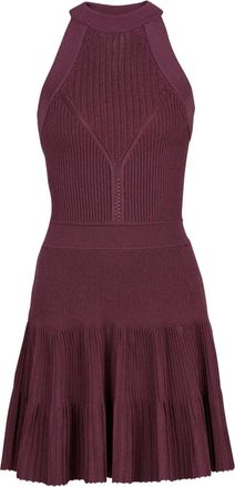 Balmain robe courte en maille côtelée - Violet