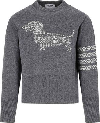 Thom Browne Pull Col Rond - Gris