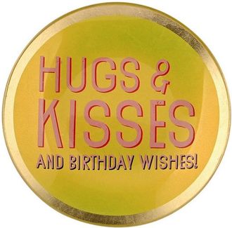 Gift Company Love Plates, Glasteller S, Hugs & Kisses, rund, gelb, 10x0,8x10cm
