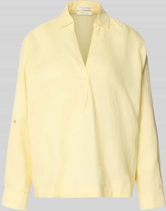 Christian Berg Regular Fit Leinenbluse mit V-Ausschnitt