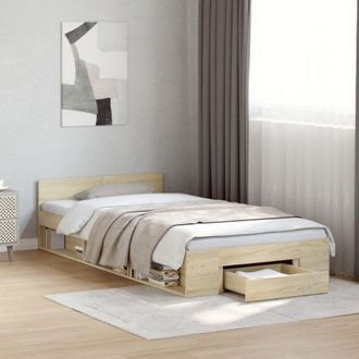 vidaXL Bettgestell mit Schublade Sonoma-Eiche 75x190 cm Holzwerkstoff Vidaxl
