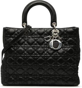 Dior Hobo Bags - Large Iridescent Fabric Cannage Lady Dior - Gr. unisize - in Schwarz - für Damen