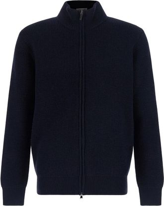 KANGRA Zip Punto Rovescio Cardigan - - Knitwear - Herren - Blau - M