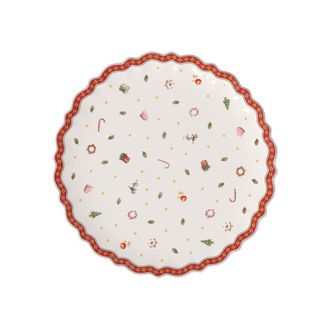Villeroy & Boch Toys Delight Kuchenplatte auf Fuß, 28 cm, Premium Porzellan, Weiß/Rot
