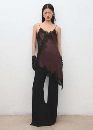 Mango Lingerie-Top mit Spitze bordeaux - Damen - S - MANGO