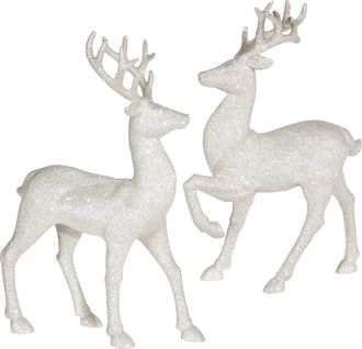 Raz Imports Inc. Set mit 2 Rentier-Figuren: 31,8 cm glitzernde Rentier-Dekoration (Silber)