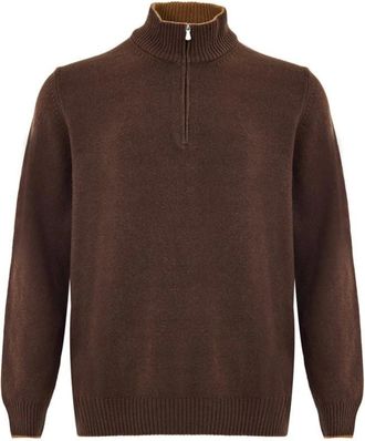 Gran Sasso Homme, Pulls, Brun, Taille: 3XL Pull Imitation Zipp&eacute;