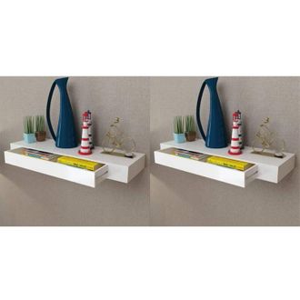vidaXL Vidaxl - tag&egrave;res murales avec tiroirs 2 pcs Blanc 80 cm