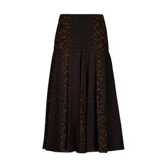 Balenciaga Seiden-Midirock mit Leopardenmuster und Godet-Eins&auml;tzen - - Skirts - Damen - Braun - S