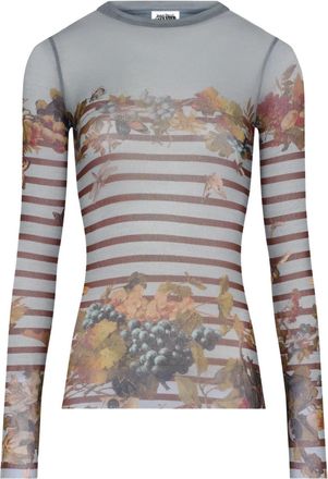 Jean Paul Gaultier long sleeves striped grape top - Grau