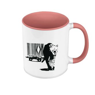 Fabulous Tasse in Premiumqualit&auml;t, Rosa - Banksy Leopard Pantere Barcode Cage - Tasse mit Henkel und farbigem Innenfutter