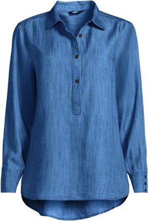 Lands End Schlupfbluse aus TENCEL, Damen, Gr&ouml;&szlig;e:48-50 petite, Blau, Kunstseide/Lyocell (Viskose), by Lands End