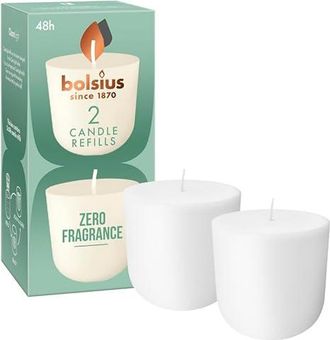 Bolsius Bolsius - CleanLight Zero Refill - Nachfüllbare Kerze ohne Duft - Nur Nachfüllungen - 2 Stk. - Länge Brenndauer 24 Stunden - Enthält Natürliches Pflan