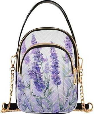 Mnsruu Sac à bandoulière pour femme - Motif floral lavande violet - Sac à dos à bandoulière avec sangle réglable