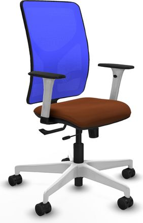 Piqueras y Crespo Computerstuhl mit wei&szlig;en und schwarzen Armlehnen, h&ouml;henverstellbare Lendenwirbelst&uuml;tze, ausgestattet mit Syncro/Traslack und Schneideschaum, Blau/Brau