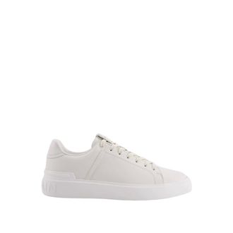Balmain Homme, Chaussures, Beige, Taille: 39 EU Baskets en Cuir Cr&egrave;me Monochrome