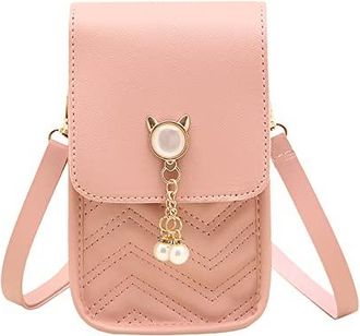 Generic Sac à bandoulière tendance en cuir synthétique pour femme - Couleur unie, rose, Taille unique