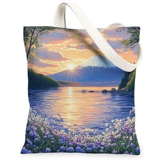 Generic Sac fourre-tout en toile motif jacinthe des bleuets printaniers 33 x 38 cm, motif floral, mer, montagne, sac d&eacute;picerie r&eacute;utilisable pour femme, motif 