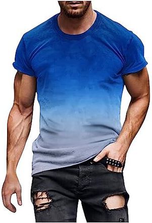 Generic T-shirt &agrave; col rond pour homme, l&eacute;ger, d&eacute;contract&eacute;, &eacute;l&eacute;gant, extensible, confortable, respirant, basique &agrave; manches courtes, chemise de course &agrave; pied et