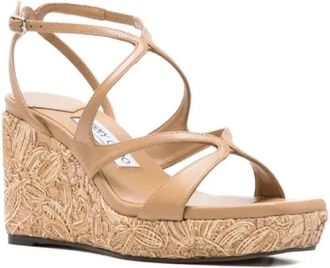Jimmy Choo London Femme, Chaussures, Beige, Taille: 37 EU Ayla 85 Espadrille Wedge