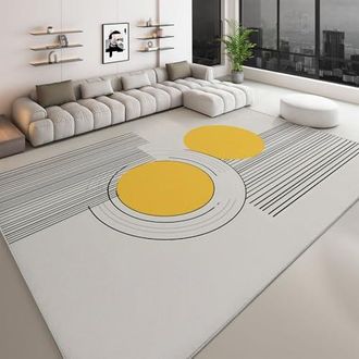 Generic Tapis de Salon Lavable en Machine 160 x 230 cm, Tapis &agrave; Faible Poil Antid&eacute;rapant avec Imprim&eacute; Minimaliste G&eacute;om&eacute;trique Pois Lignes - pour la Chambre &agrave; 