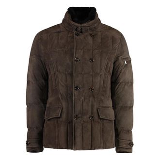 Moorer Homme, Vestes, Brun, Taille: 3XL Veste en Daim à Col en Peau de Mouton