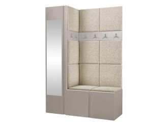 Mirjan24 Garderoben-Set Monati X, Kleiderschrank mit Spiegel, Schuhschrank + 2X Kleiderhakenbrett Gepolstertes Paneel/Wandpaneel, 6 Doppelhaken Flurgarderobe, 