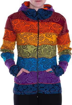 vishes Patchwork Regenbogen-Jacke mit Zipfelkapuze aus Baumwolle - Alternative Bekleidung 34-36