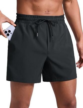 CRZ YOGA Short de Sport Athl&eacute;tique &agrave; S&eacute;chage Rapide pour Hommes avec Poches - 13/18/23 cm Noir M