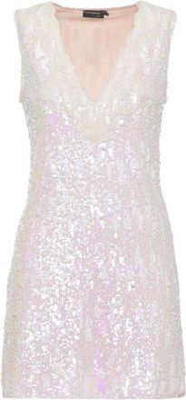 Miss Bikini Femme, Robes, Rose, Taille: 38 FR Robe &agrave; sequins et dentelle &agrave; col en V