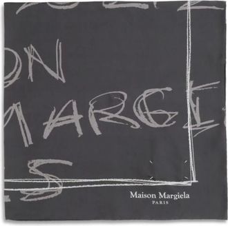 Maison Margiela Homme, Accessoires, Noir, Taille: ONE Size Foulard en Soie Num&eacute;rique Gribouill&eacute;