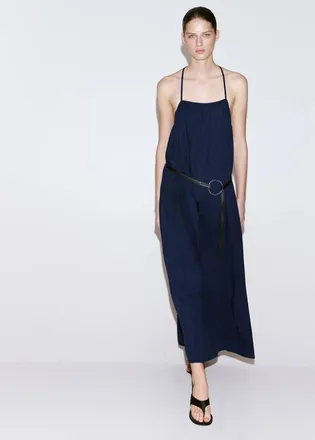 Mango Robe denim &eacute;vas&eacute;e bleu fonc&eacute; - Femme - S - MANGO