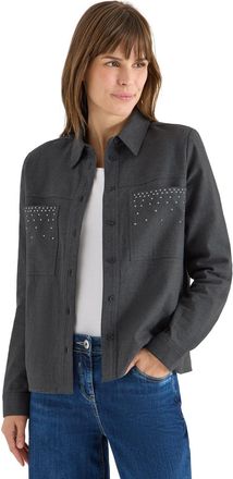 Cecil Flanellbluse mit Nieten deep Grey Melange XXL
