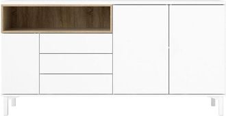 Les Tendances Roomers Sideboard 3 Türen, 3 Schubladen, 1 Ablage weiß Eichen-Dekor Struktur