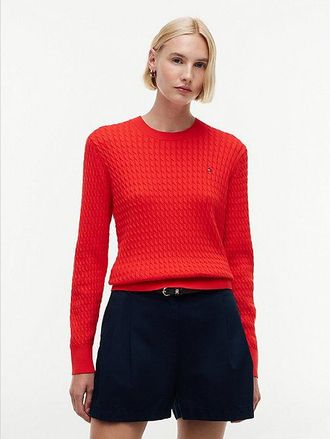 Tommy Hilfiger Pull en maille torsad&eacute;e &agrave; col ras-du-cou