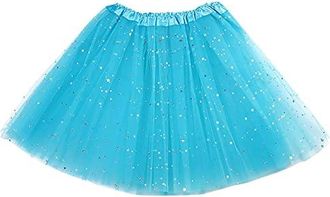 Generic Jupe Paillette Femme Short Sequin Jupe Tutu avec Paillettes Trois &Eacute;toiles pour Danse Adultes, Jupe Mesh pour Performance