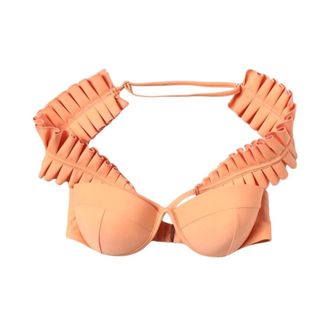 Andrea Iyamah Femme, Maillots de bain, Rose, Taille: 36 FR Maillot de bain bikini bandeau &agrave; volants