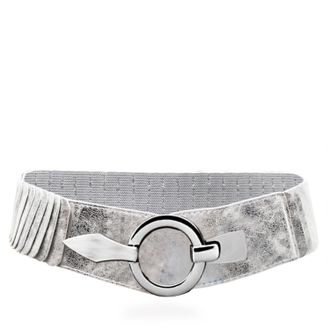 Glamexx24 Elastischer Damen Tailleng&uuml;rtel g&uuml;rtel 6cm breiter H&uuml;ftg&uuml;rtel mit silberner Ring (Silber, Taillenweite 75cm-110cm)