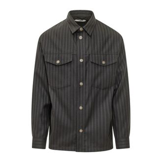 Versace Logo Stripe Pocket Shirt - - Shirts - Herren - Schwarzk - L