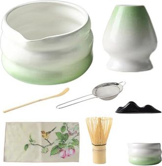 Generic Ensemble &agrave; matcha avec fouet et bol, kit doutils japonais avec porte-cuill&egrave;re, passoire pour amateurs de th&eacute;, hommes, femmes, amis, c&eacute;r&eacute;monie, petit d