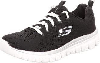 Skechers Damen Graceful Get Connected Sneaker,Black Mesh White Trim, 41 EU