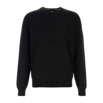 HUGO BOSS Stylischer schwarzer Wollpullover - - Knitwear - Herren - Schwarzk - 3XL