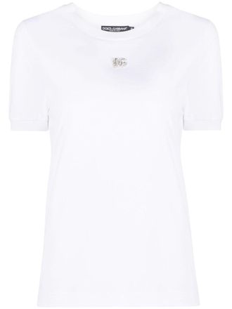 Dolce & Gabbana t-shirt à ornements en cristal - Blanc