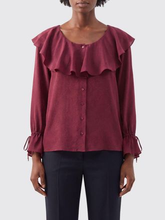 Chlo&eacute; Lang&auml;rmlige Seidenbluse mit R&uuml;schen und Stickerei
