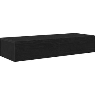 vidaXL &Eacute;tag&egrave;re murale avec tiroirs noir 100x36x19 cm bois ding&eacute;nierie vidaXL