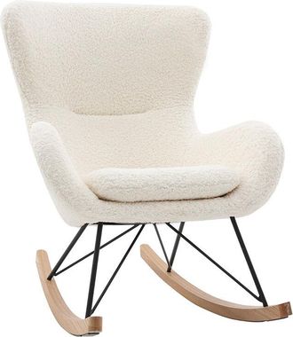 Miliboo Miliboo - Design-Schaukelstuhl Lammfell-Optik weiß eskua