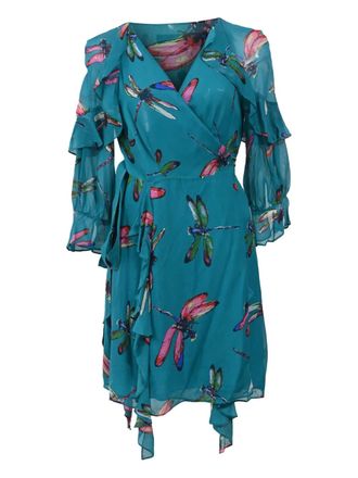 Diane Von F&uuml;rstenberg robe imprim&eacute;e Marianna &agrave; volants - Bleu